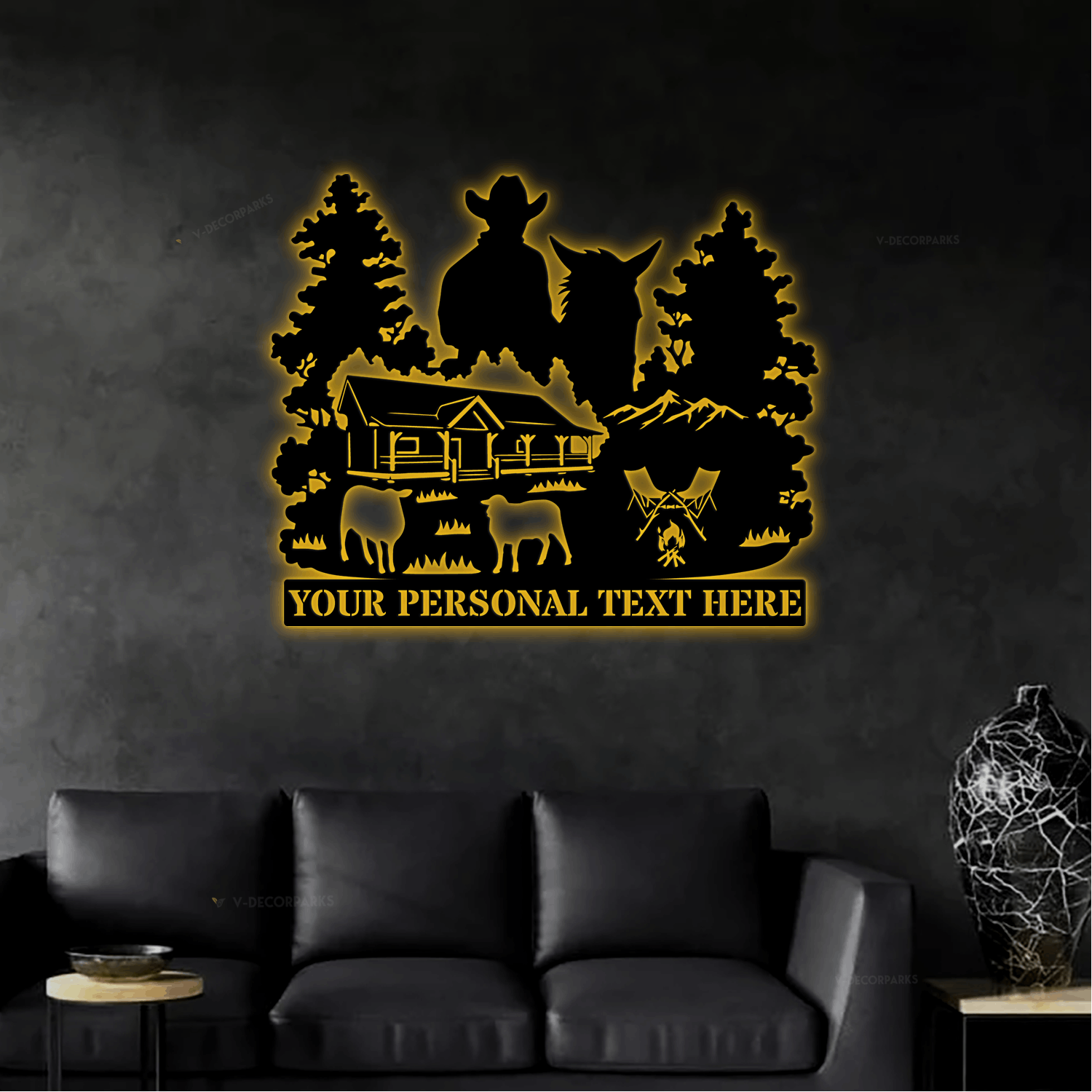 Personalized Led Lights Nature Wildlife Ranch Cabin Metal Sign, Custom ...