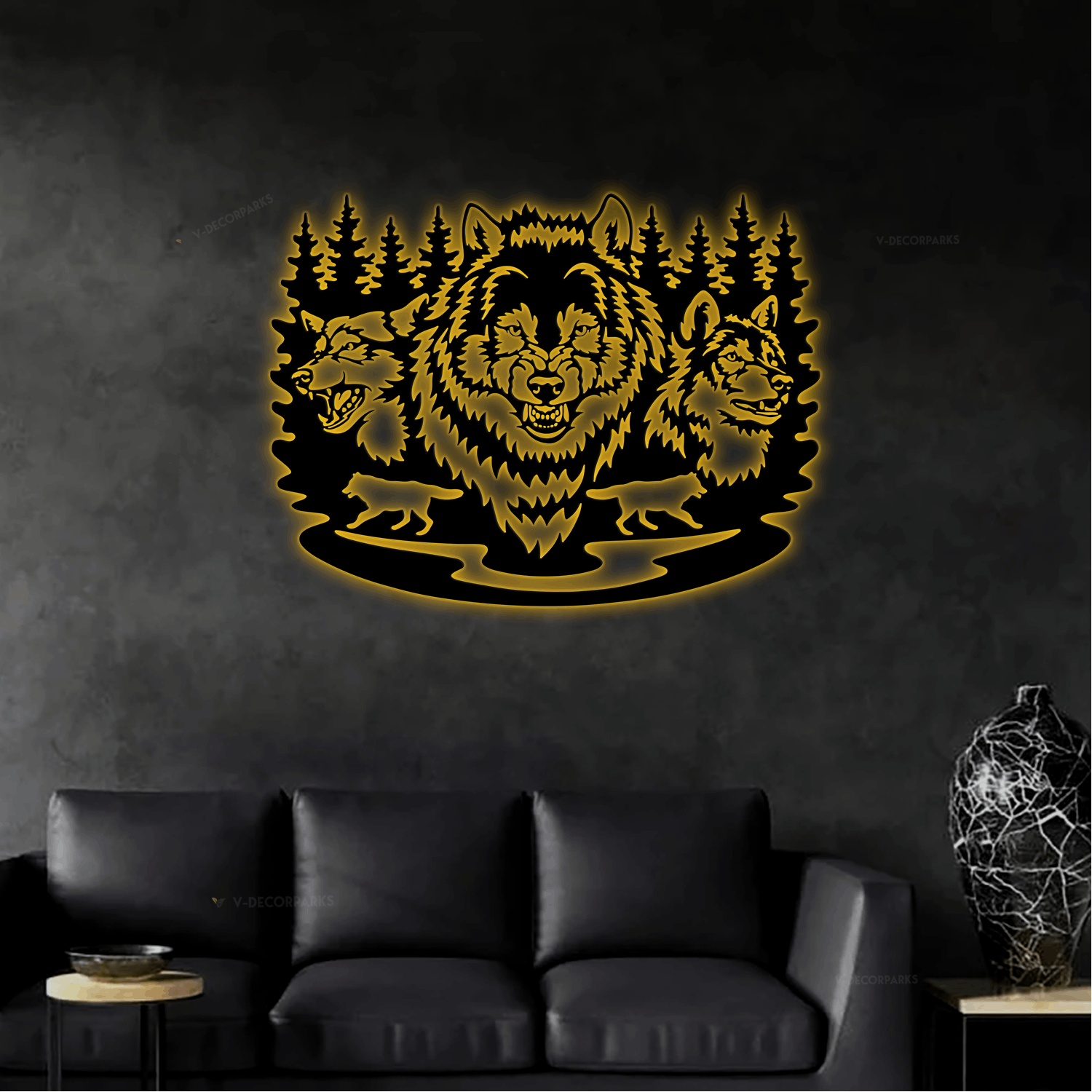 Personalized Led Lights Nature Wildlife Wolf Family Metal Sign, Custom ...