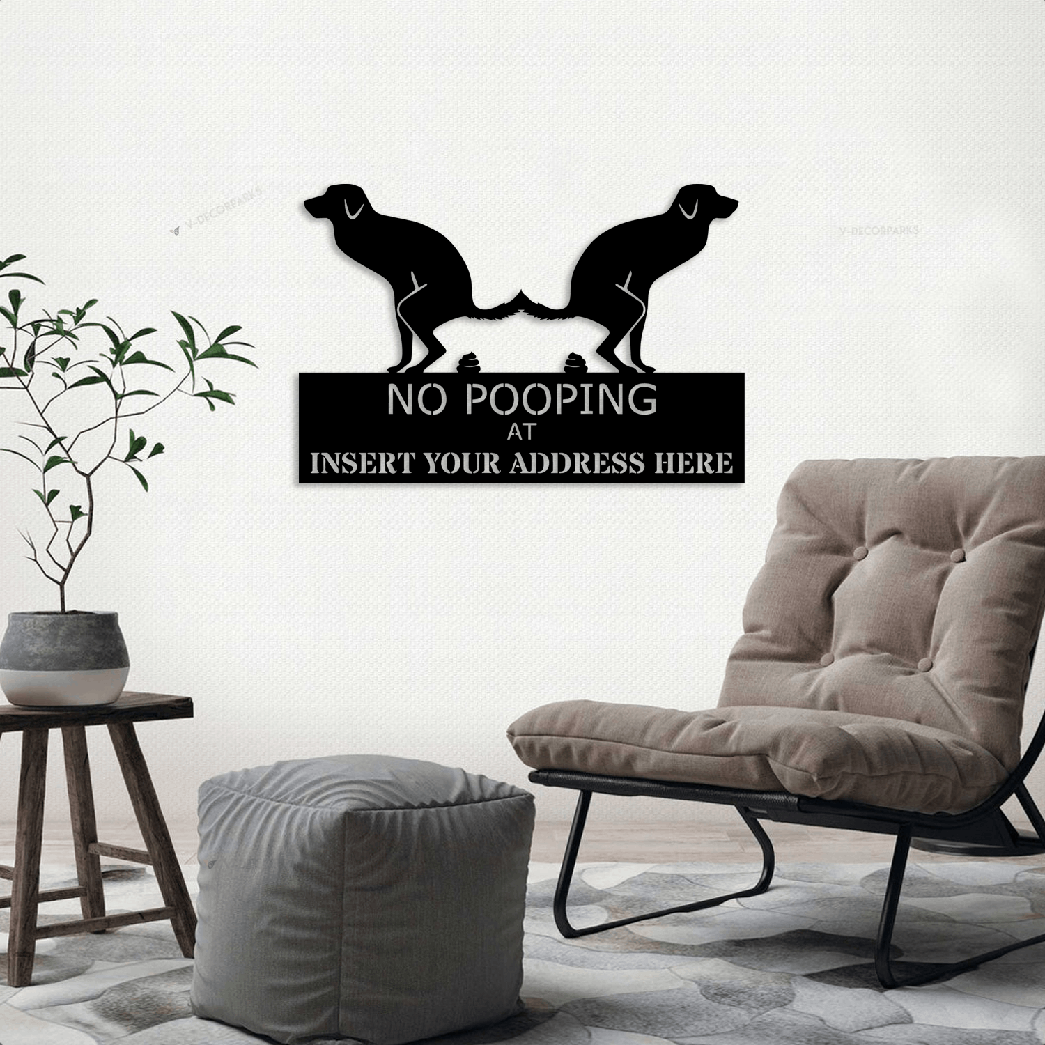 Led Lights Personalized No Dog Pooping Garden Metal Sign, Funny Dog ...