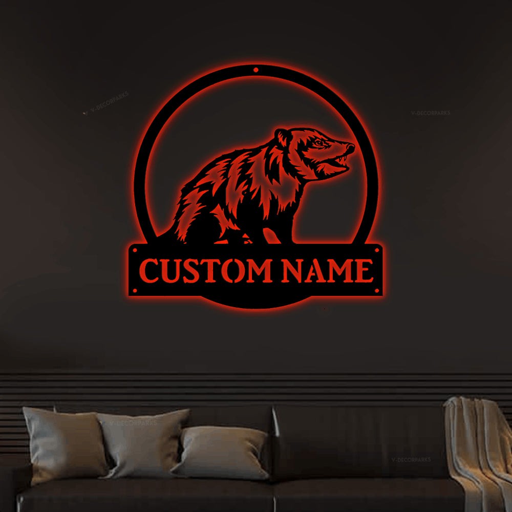 Personalized Opossum Monogram Metal Sign Art With Led Lights, Custom ...