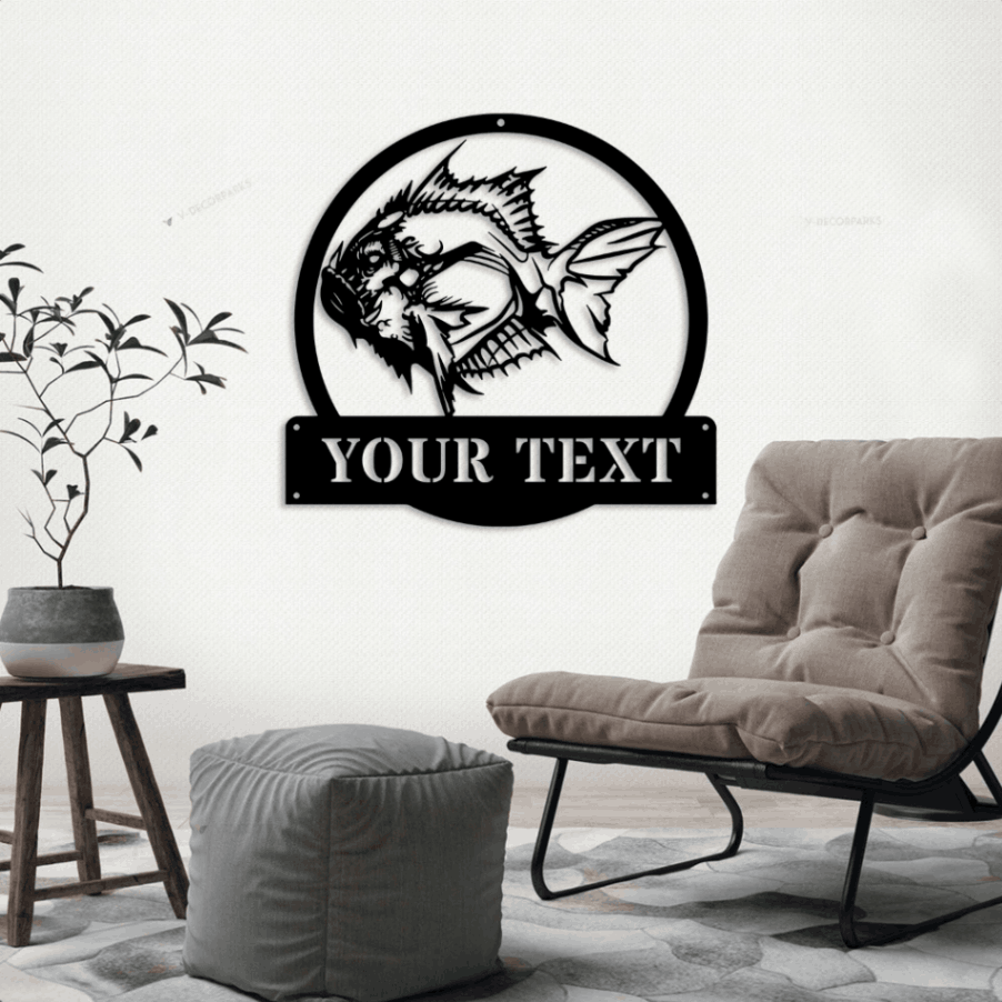 Personalized Piranha Fish Metal Sign Art With Led Lights, Custom ...