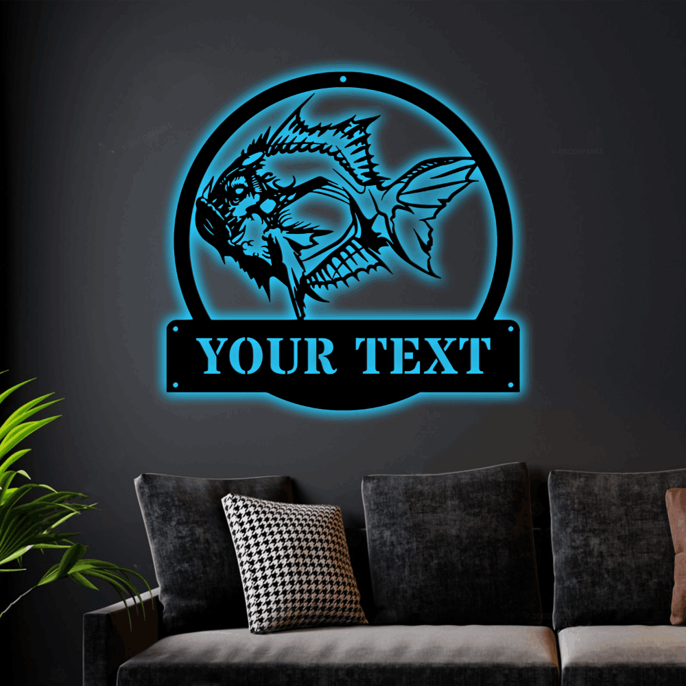 Personalized Piranha Fish Metal Sign Art With Led Lights, Custom ...