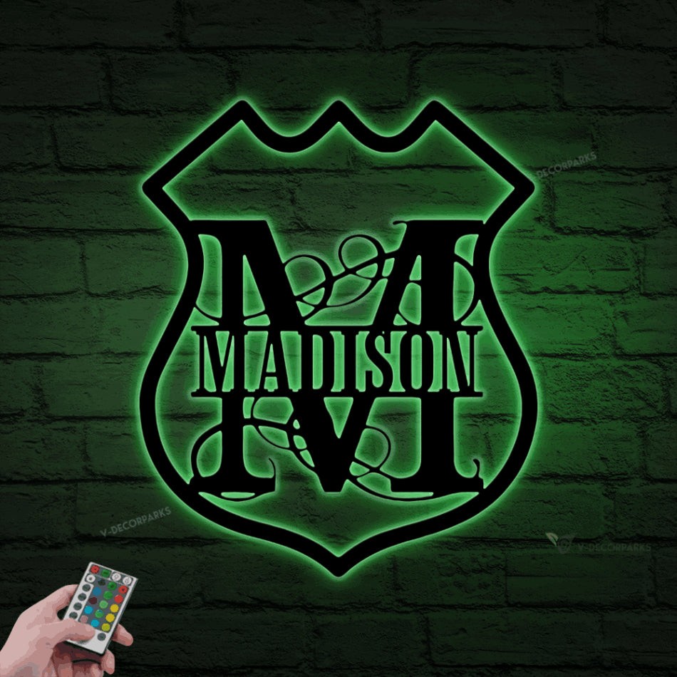 Personalized Police Officer Badge Metal Sign With Led Lights, Custom ...