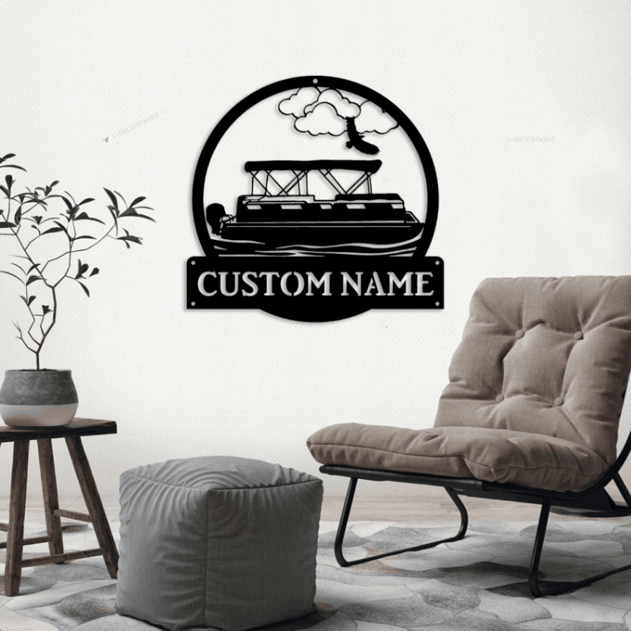 Personalized Pontoon Boat Metal Sign Art With Led Lights, Custom ...