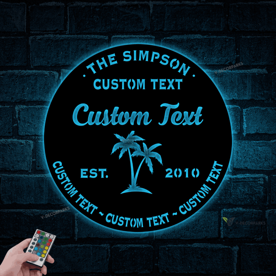 Personalized Poolside Paradise Signs With Led Lights, Paradise Sign ...