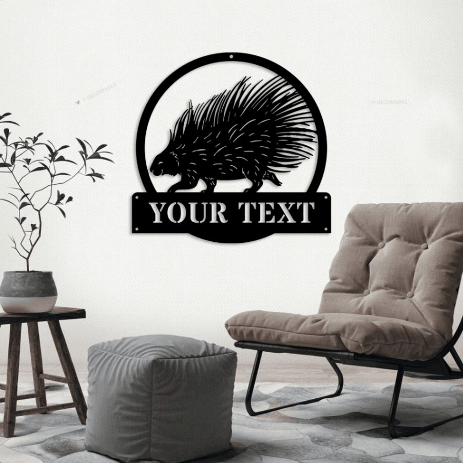 Personalized Porcupine Monogram Metal Sign Art With Led Lights, Custom ...