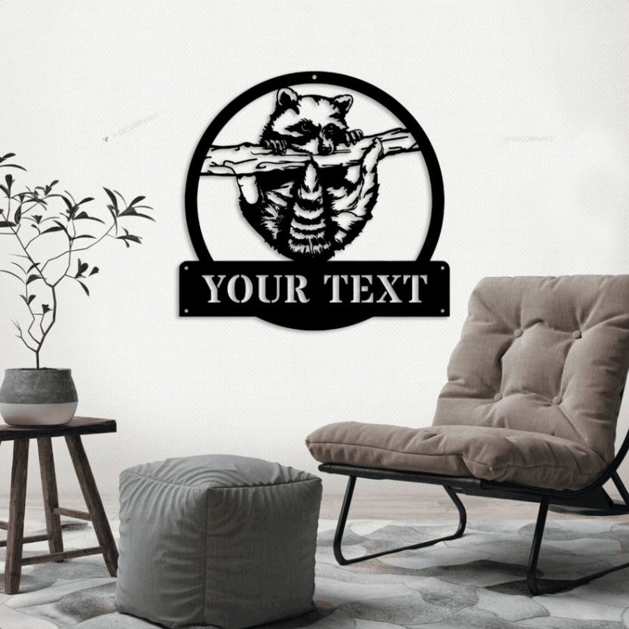 Personalized Raccoon Metal Sign Art With Led Lights, Custom Raccoon ...