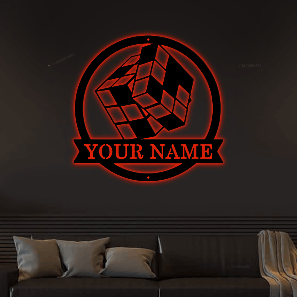Personalized Rubiks Metal Sign Art With Led Lights, Custom Rubiks Cut ...