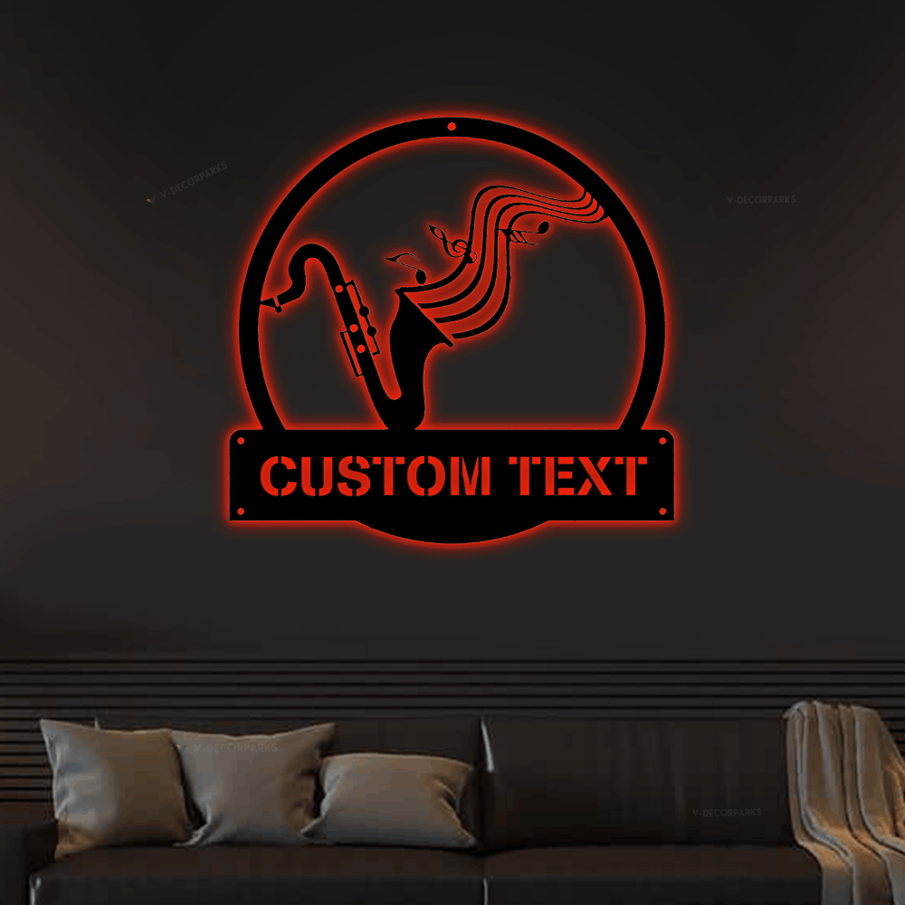 Personalized Saxophone Metal Sign Art With Led Lights, Custom Saxophone ...