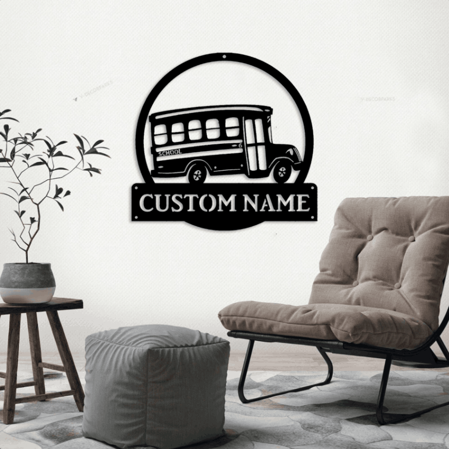 Personalized School Bus Driver Metal Sign Art With Led Lights, Custom ...