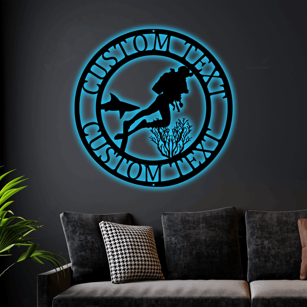 Personalized Scuba Diving Led Lights Sign Custom Steel Beach House Sign ...