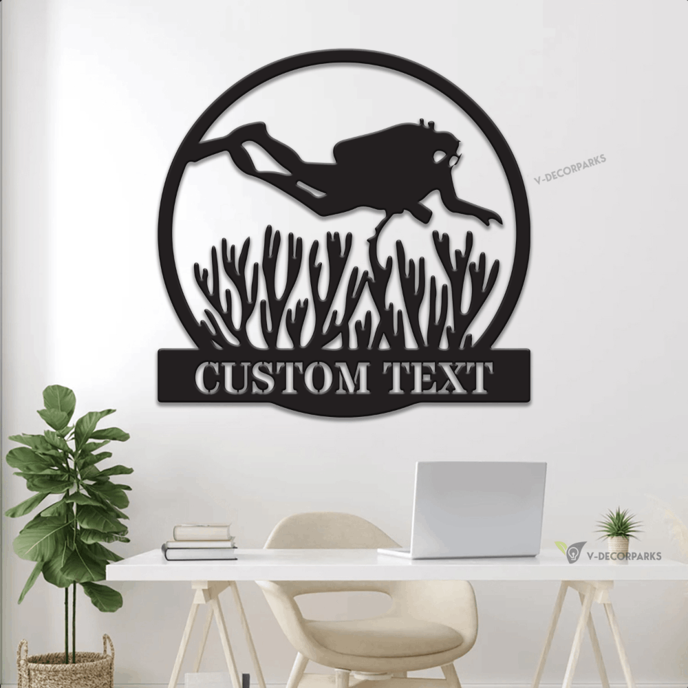 Personalized Scuba Diver Metal Wall With Led Lights, Custom Scuba ...
