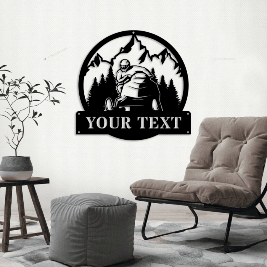 Personalized Snowmobiling Monogram Metal Sign Art With Led Lights ...