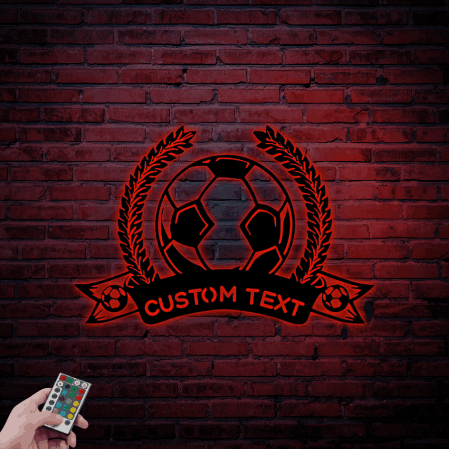 Personalized Soccer Metal Wall Decor With Led Lights, Football Metal ...