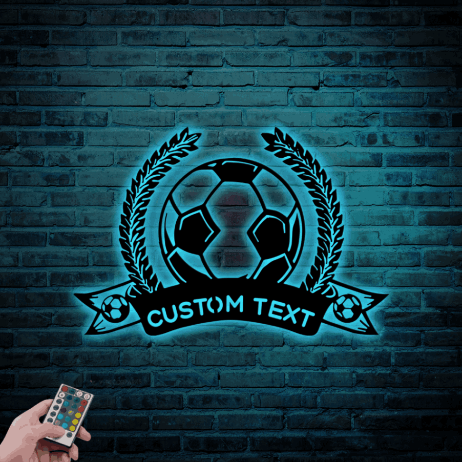 Personalized Soccer Metal Wall Decor With Led Lights, Football Metal ...