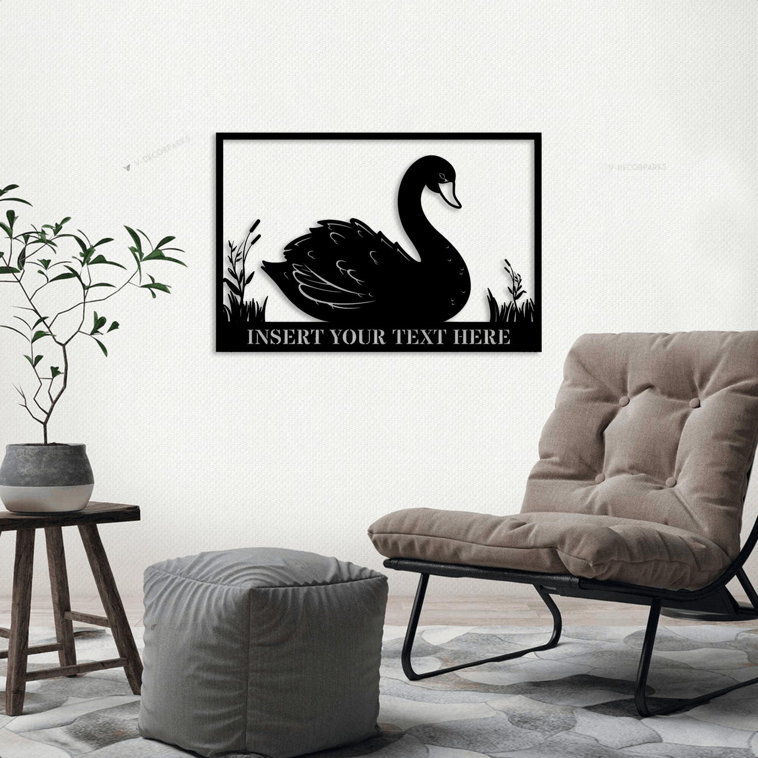 Personalized Swimming Swan Name With Led Lights Metal Sign, Unique Swan ...