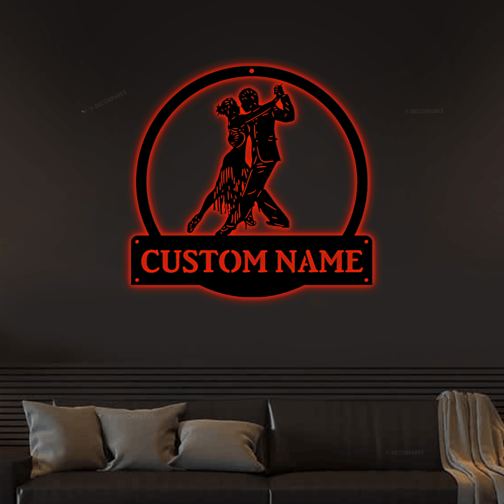 Personalized Tango Dance Monogram Metal Sign Art With Led Lights ...
