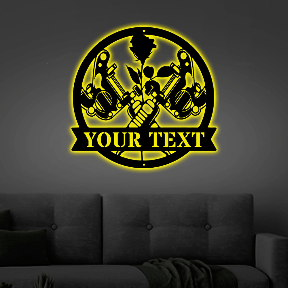 Personalized Tattoo Artist Metal Sign Art With Led Lights, Custom ...