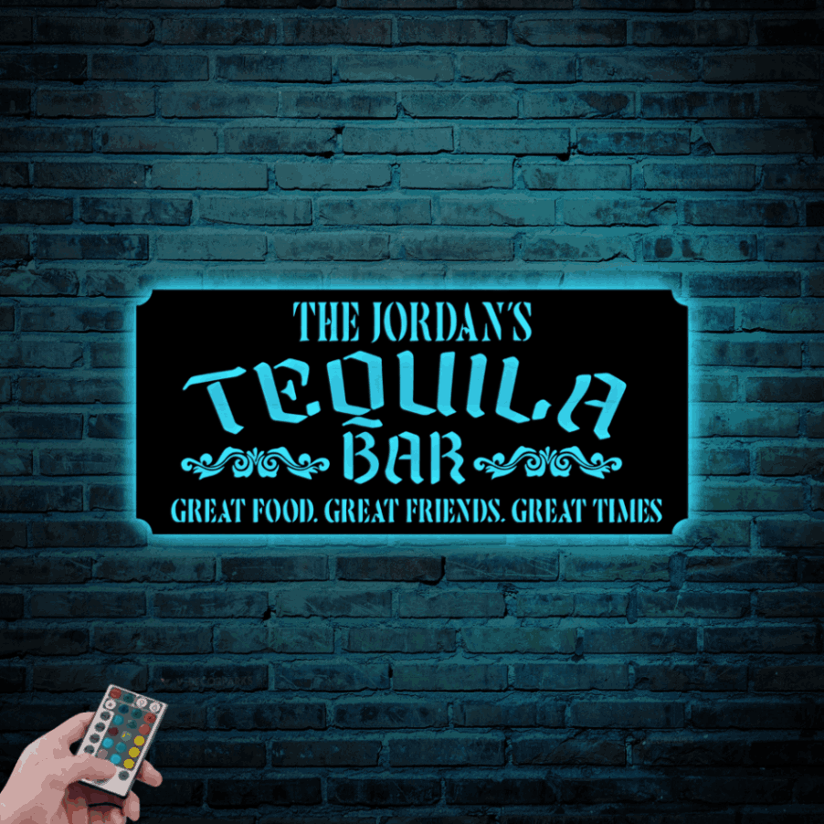 Personalized Tequila Bar Metal Sign With Led Lights, Metal Bar Sign ...