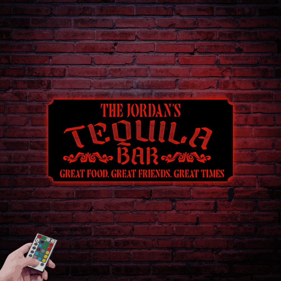 Personalized Tequila Bar Metal Sign With Led Lights, Metal Bar Sign ...