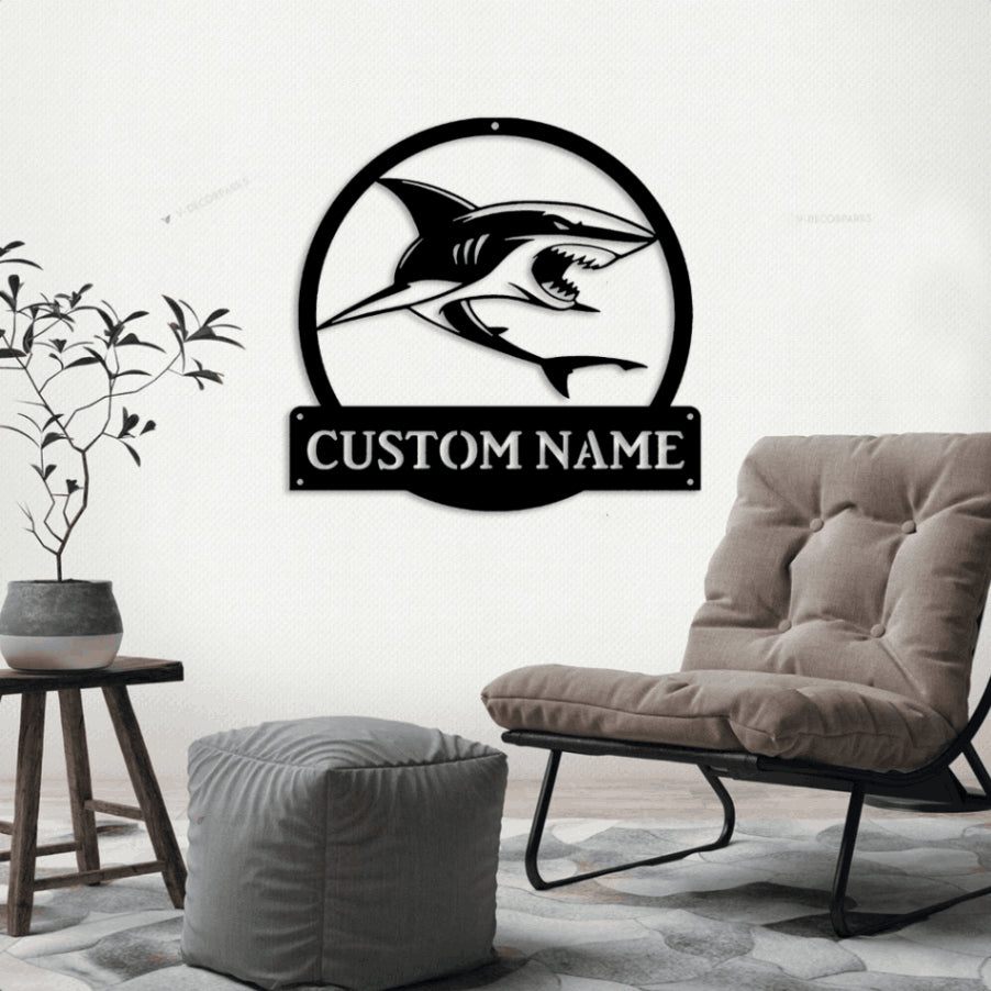 Personalized Tiger Shark Monogram Metal Sign Art With Led Lights ...