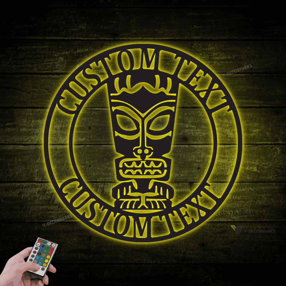 Personalized Tiki Metal Sign With Led Lights, Beach Bar Sign Art ...