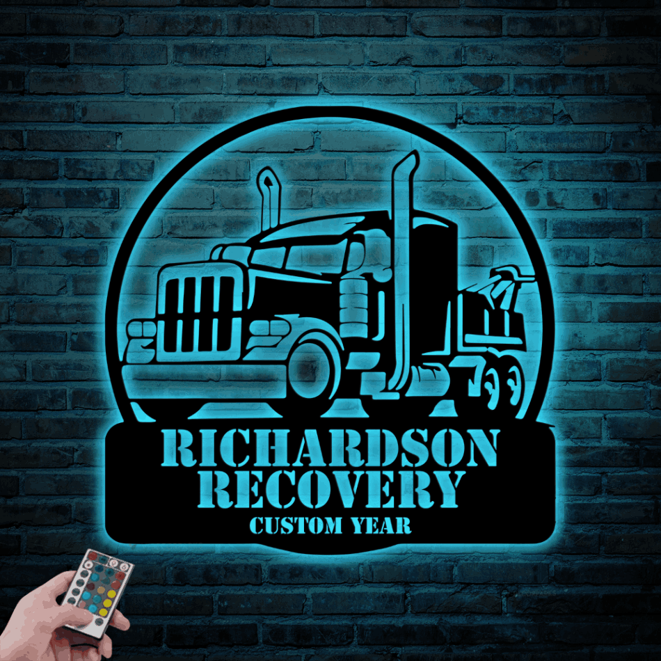 Personalized Tow Truck Metal Sign With Led Lights, Truck Monogram ...