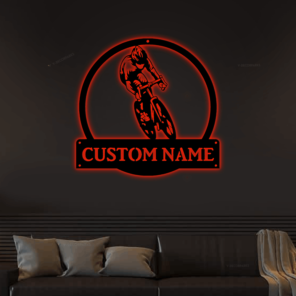 Personalized Track Cycling Monogram Metal Sign Art With Led Lights ...