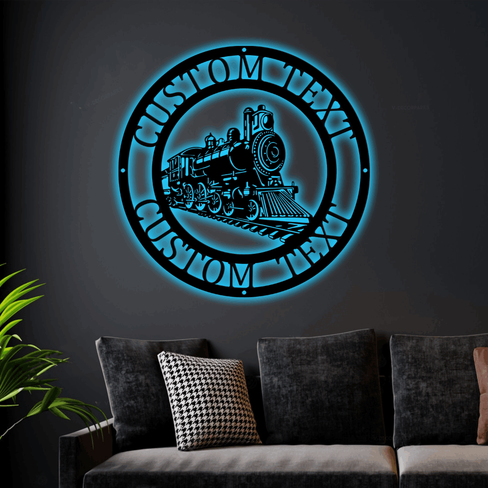 Personalized Train Sign With Led Lights, Train Conductor Gift, Train ...