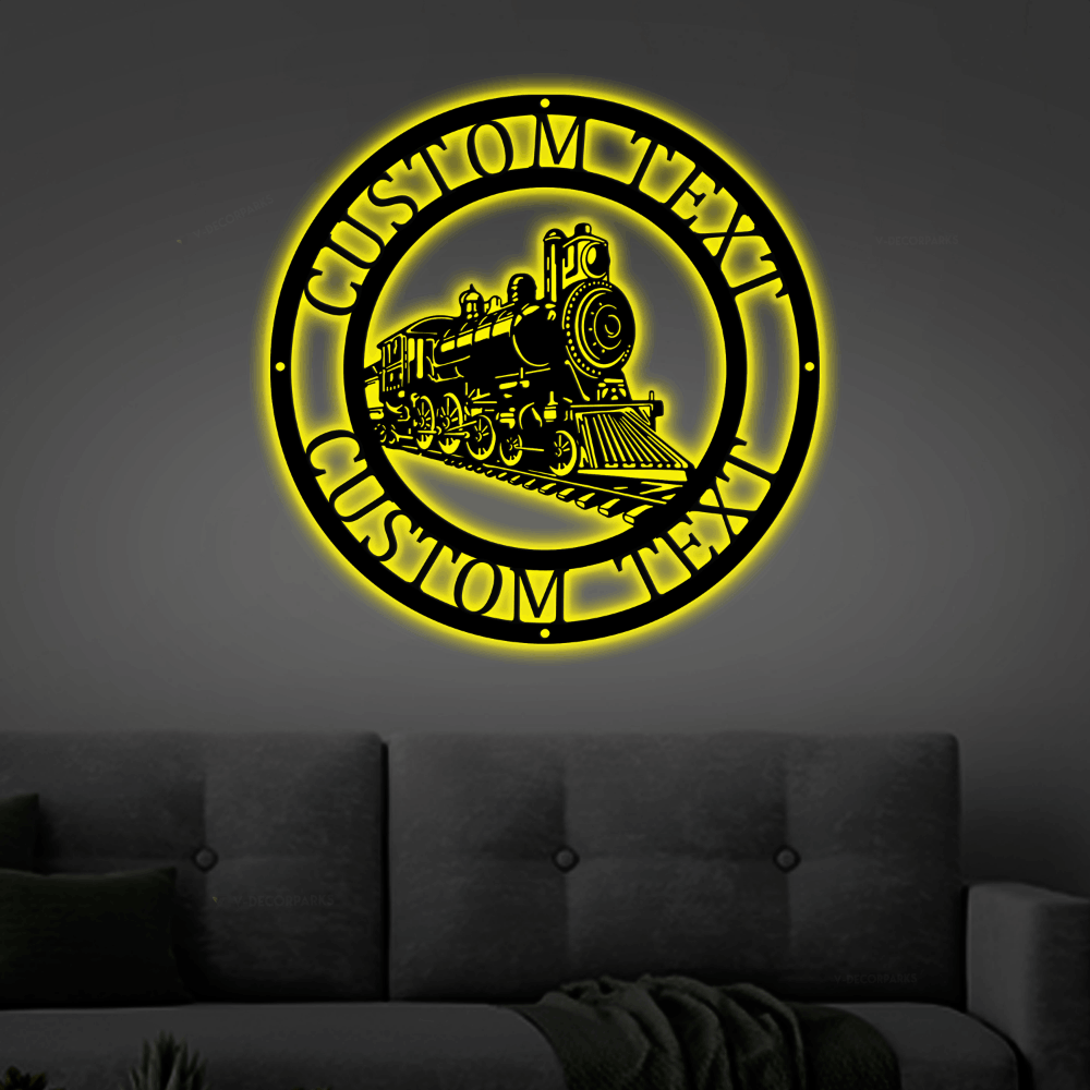 Personalized Train Sign With Led Lights, Train Conductor Gift, Train ...