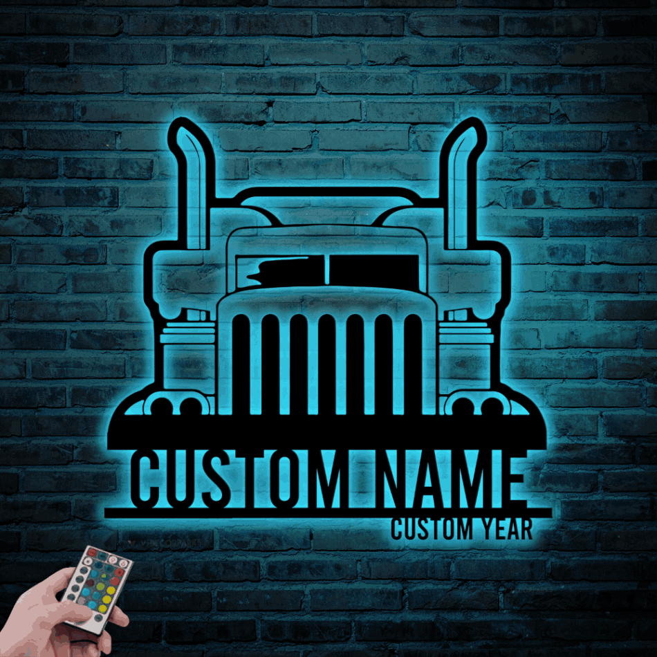 Personalized Trucker Metal Sign With Led Lights, Trucker Gift, 18 ...