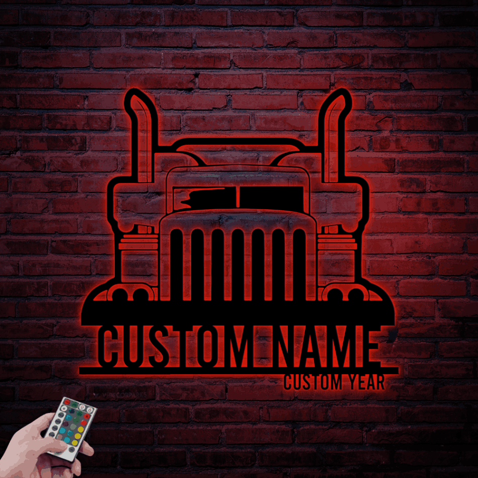 Personalized Trucker Metal Sign With Led Lights, Trucker Gift, 18 ...