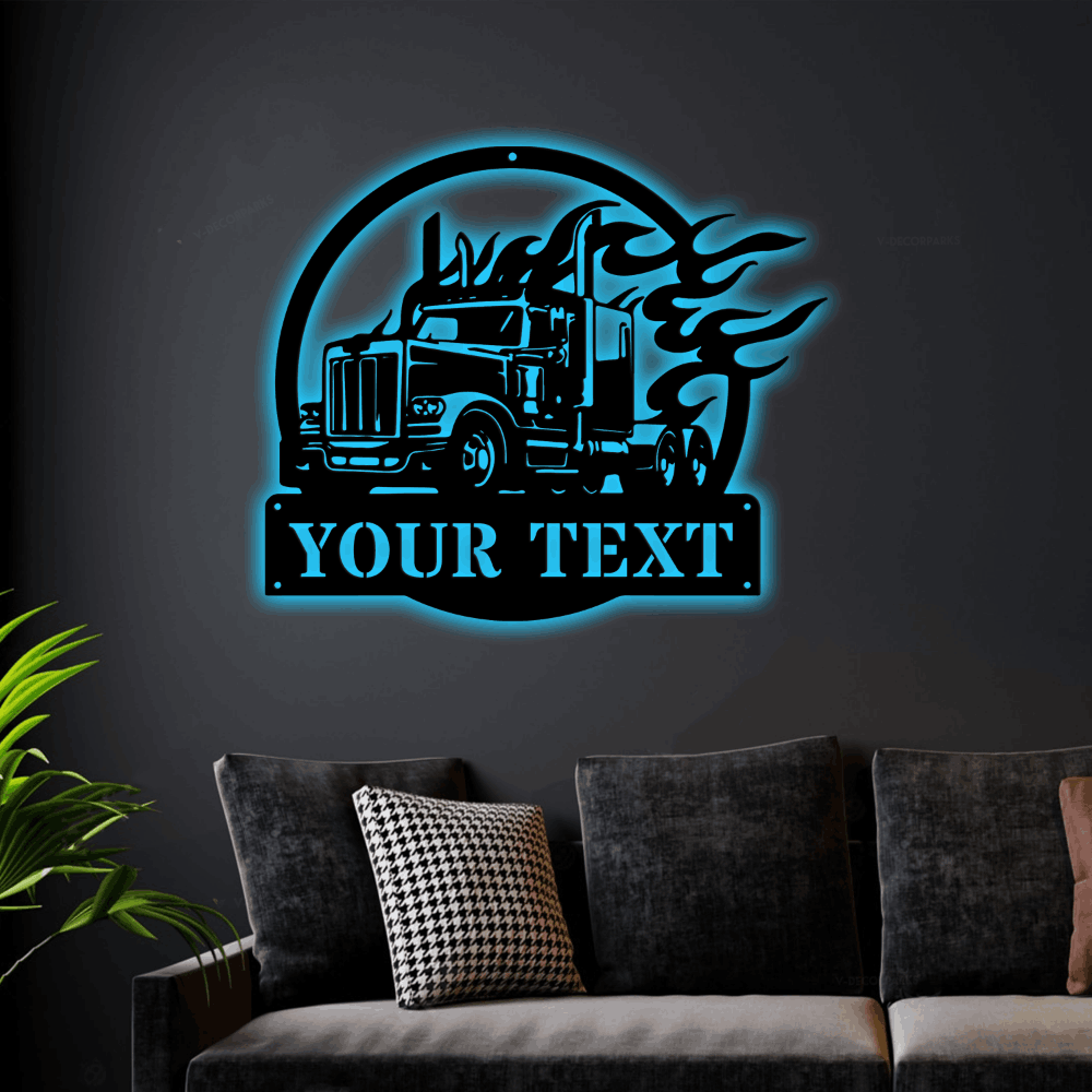 Personalized Trucker Name Metal Sign With Led Lights, Truck Driver Gift ...