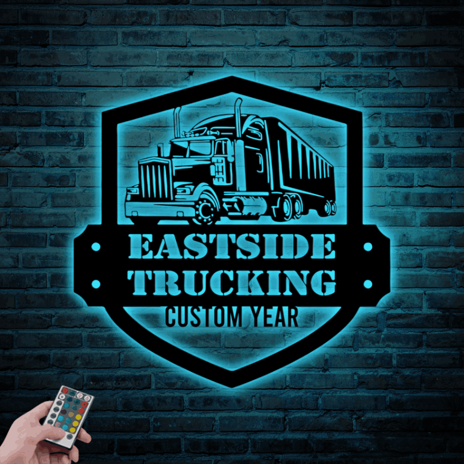 Personalized Trucking Metal Sign With Led Lights, Trucker, 18 Wheeler ...