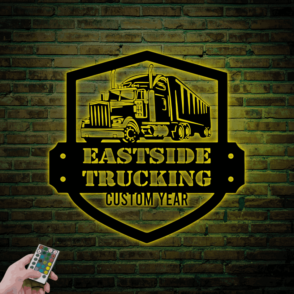Personalized Trucking Metal Sign With Led Lights, Trucker, 18 Wheeler ...