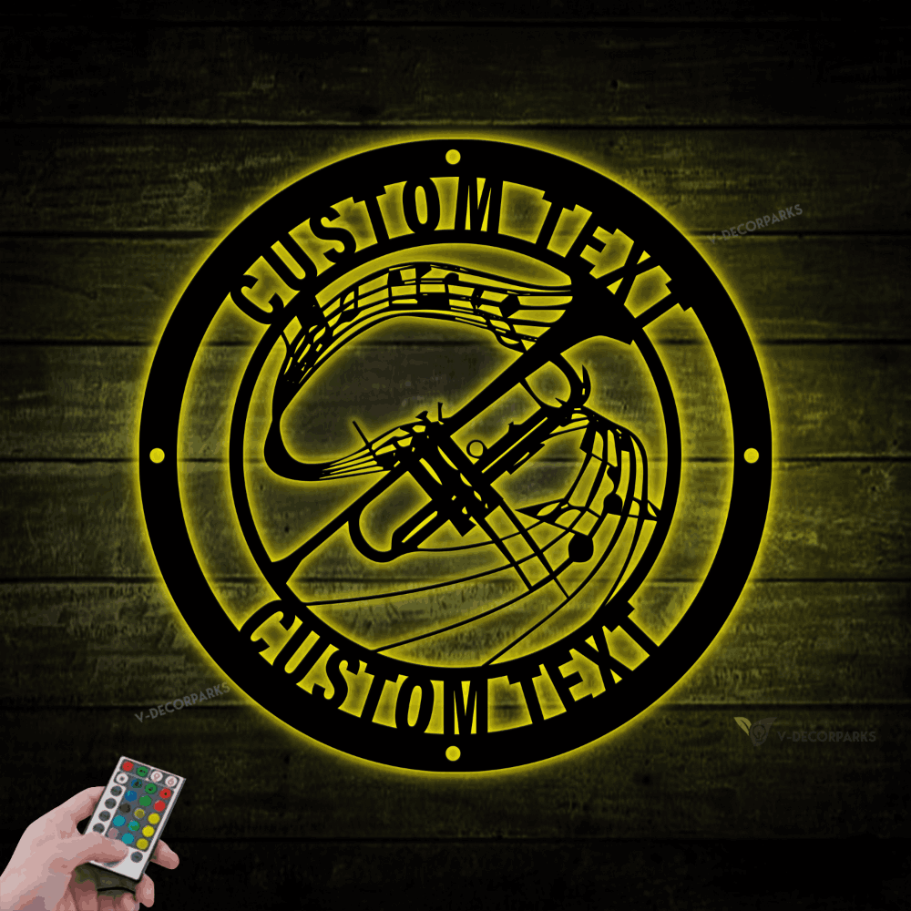 Personalized Trumpet Monogram Metal Sign With Led Lights Custom Trumpet ...