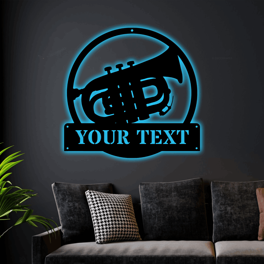 Personalized Tuba Music Monogram Metal Sign Art With Led Lights, Custom ...