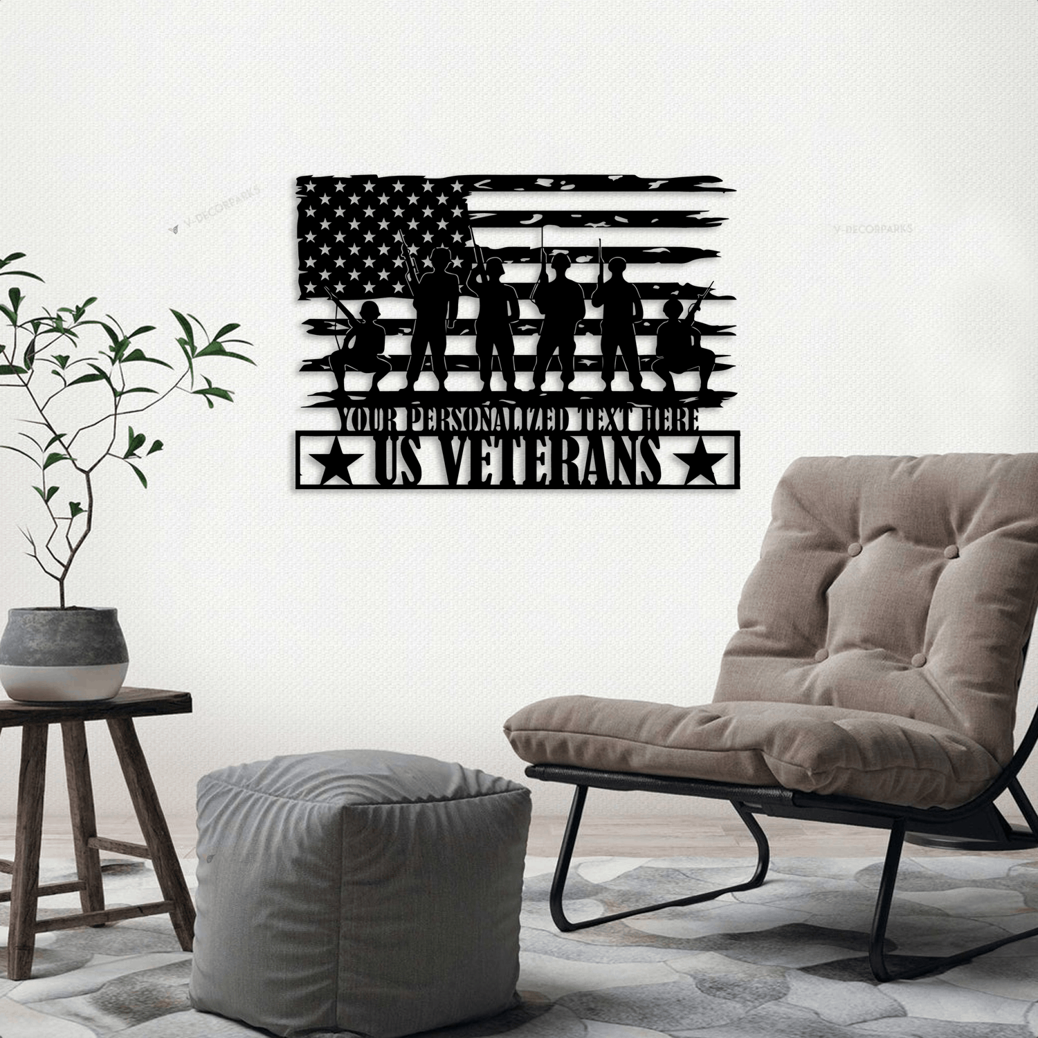 Personalized Us Veterans Flag With Led Lights Metal Sign Gift, Army ...