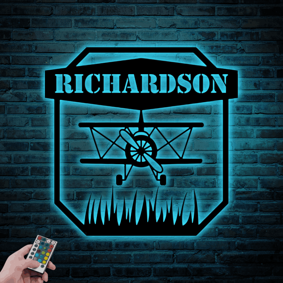 Personalized Vintage Airplane Metal Sign With Led Lights, Airplane ...