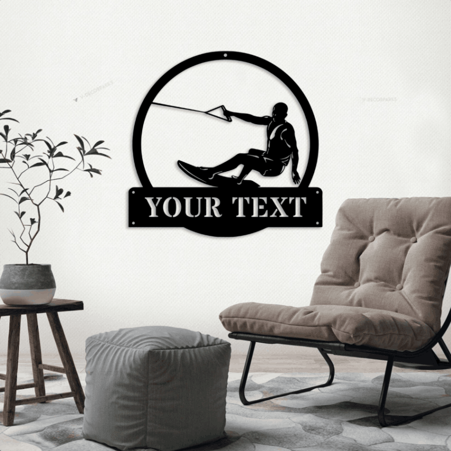 Personalized Water Skiing Monogram Metal Sign Art With Led Lights ...