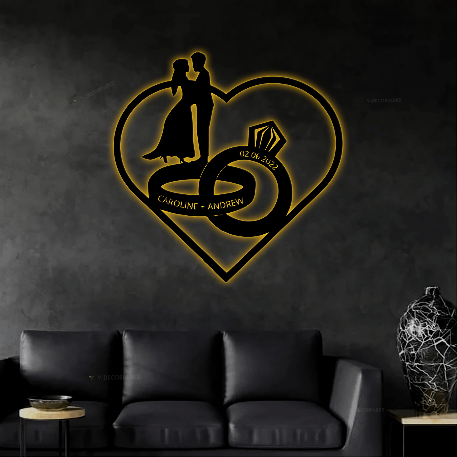 Personalized Wedding Rings Of Love Wall Decor Wedding Gift, Wedding ...