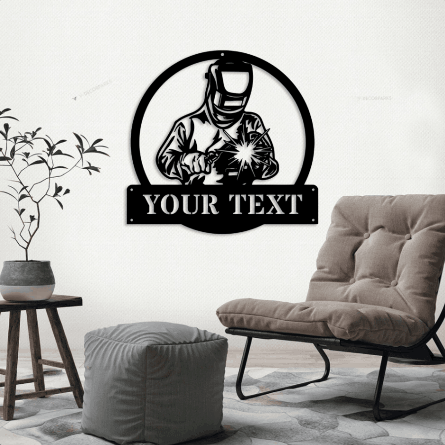 Personalized Welder Monogram Metal Sign Art With Led Lights, Custom ...