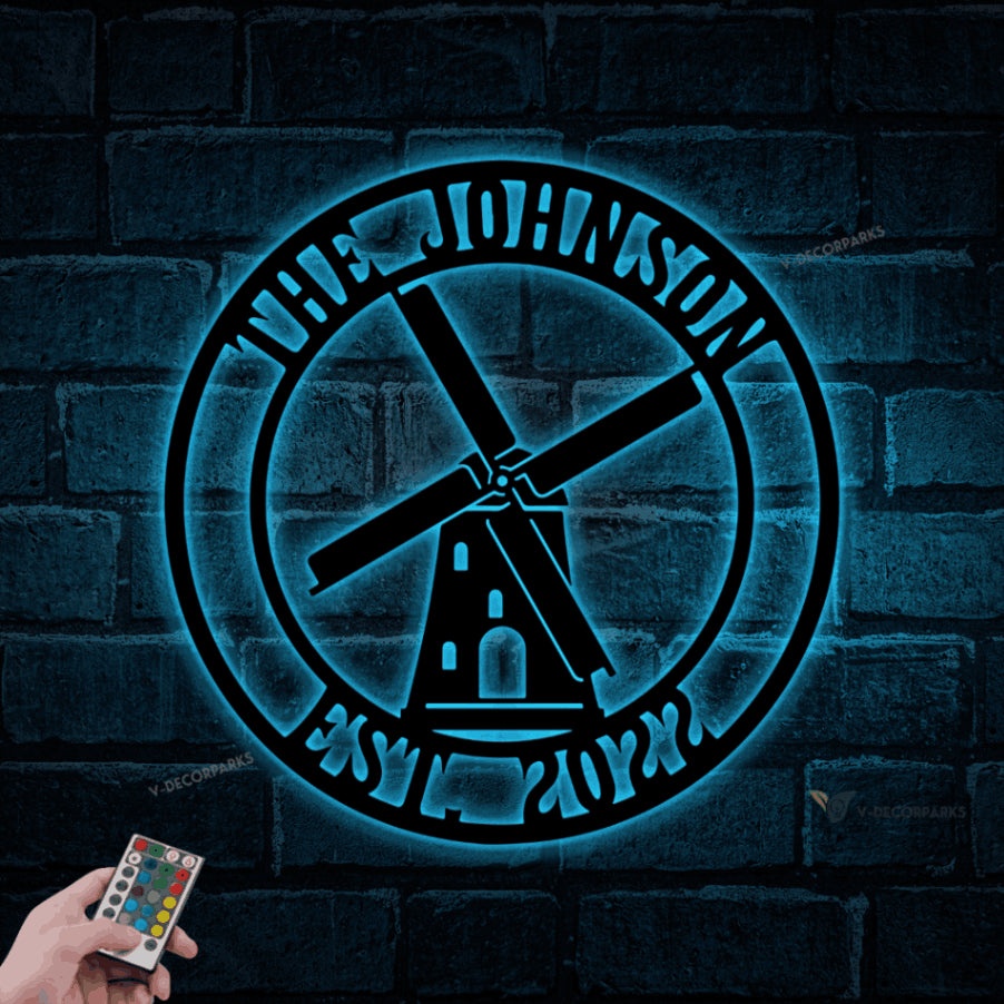 Personalized Windmill Metal Sign With Led Lights, Farmhouse Decor ...