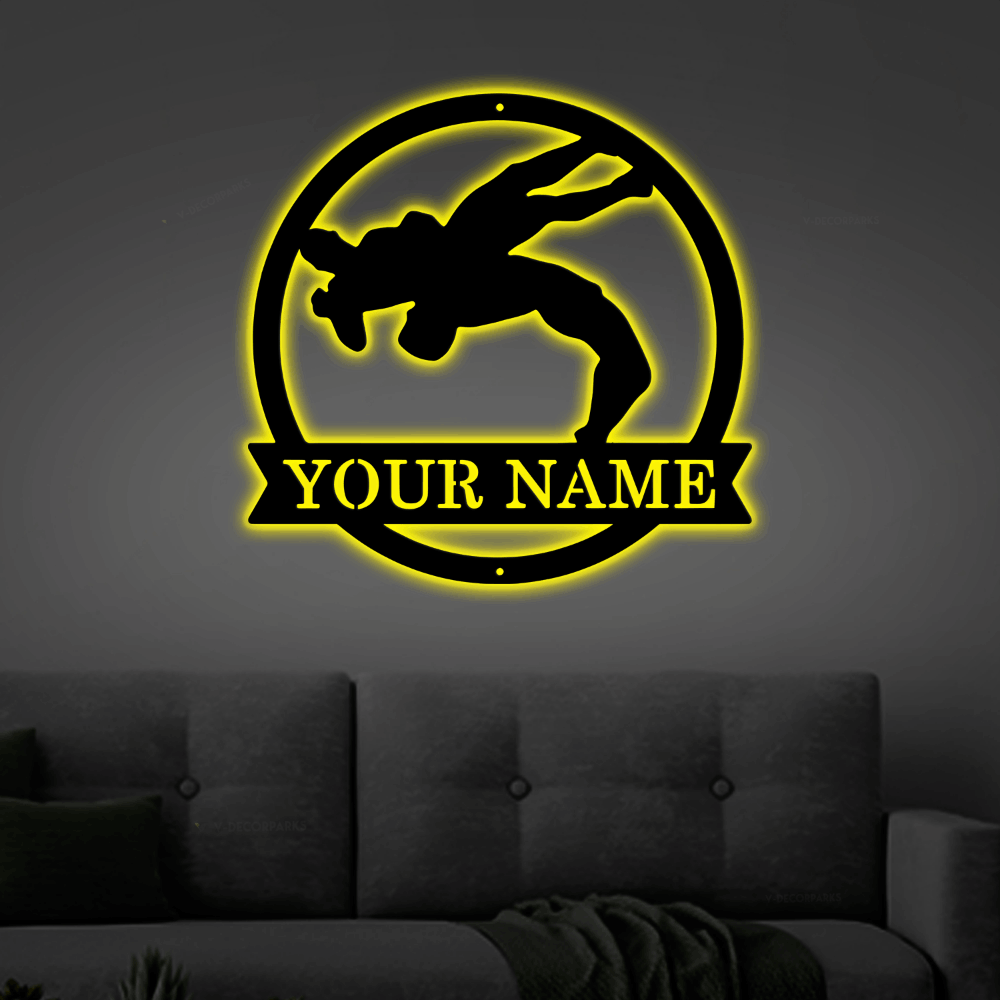 Personalized Wrestling Metal Sign Art With Led Lights, Custom Love ...