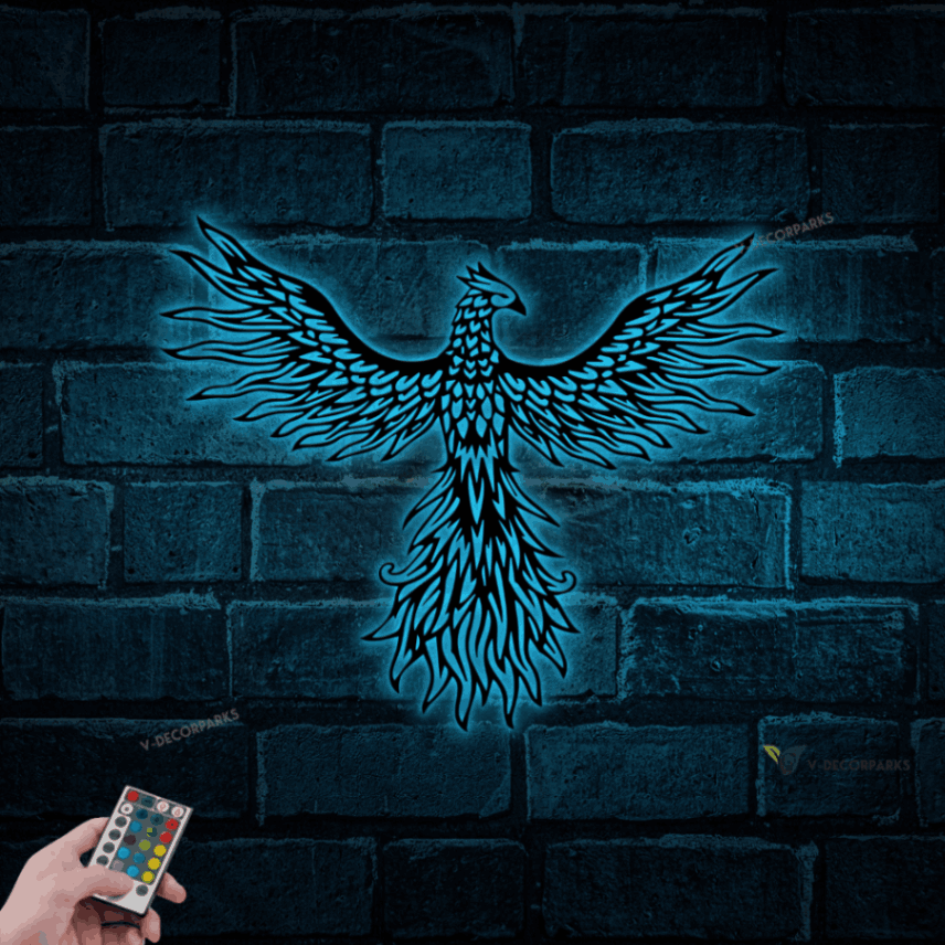 Phoenix Metal Sign With Led Lights, Phoenix Metal Wall Art, Office ...