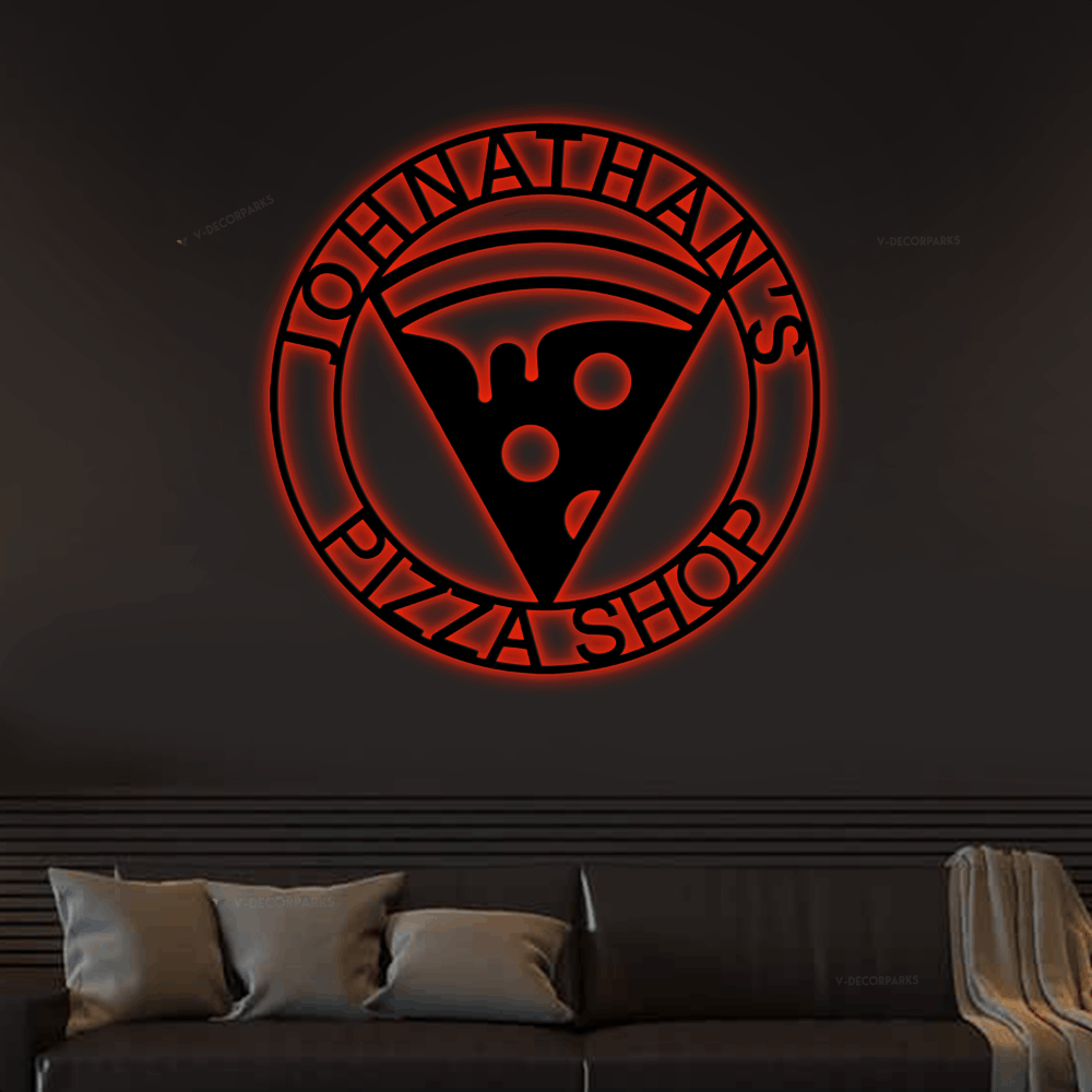 Pizza Shop Sign With Led Lights, Personalized Pizza Sign, Pizza Shop ...