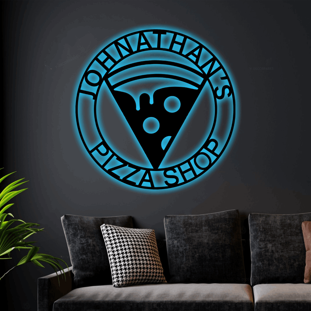 Pizza Shop Sign With Led Lights, Personalized Pizza Sign, Pizza Shop ...