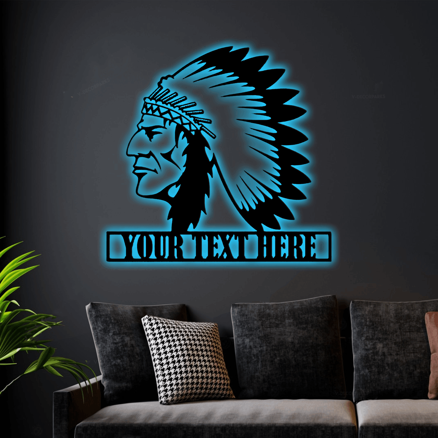 Native American Patriarch Personalized Metal Sign Cutout With Led ...