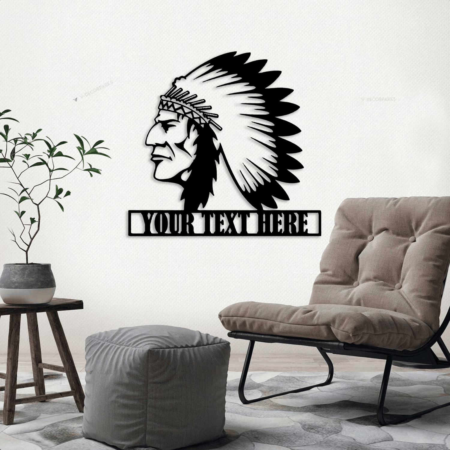 Native American Patriarch Personalized Metal Sign Cutout With Led ...
