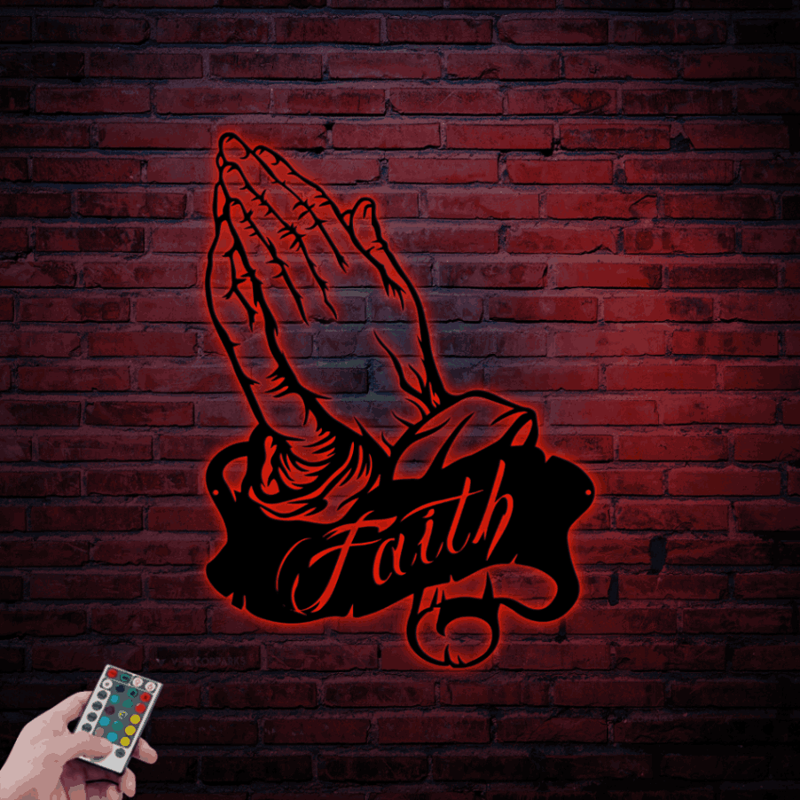 Prayer Sign With Led Lights, Pray Metal Wall Art, Faith Sign, Faith ...